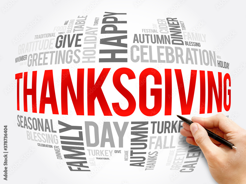 Thanksgiving word cloud collage, holiday concept background Stock Photo ...