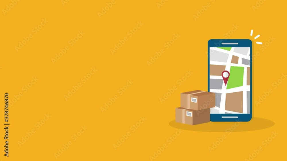 Parcel delivery tracking on mobile phone. Smartphone with city map on ...