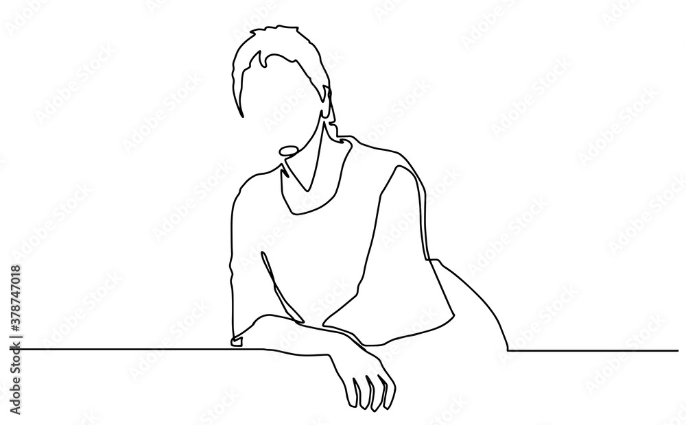 Continuous line drawing of standing confident woman. continuous line ...