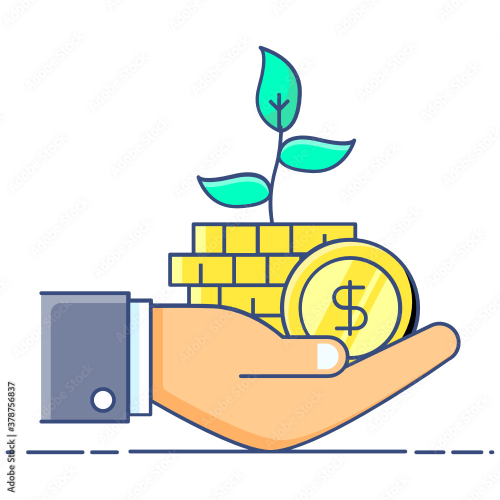 Provident fund icon, vector of hand holding coins Stock Vector | Adobe ...