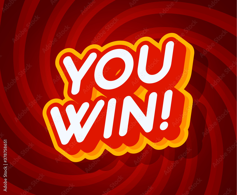You win red and yellow text effect template with 3d type style and ...