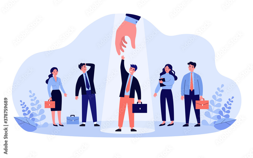 Professional selection concept. Employer choosing candidate and giving ...