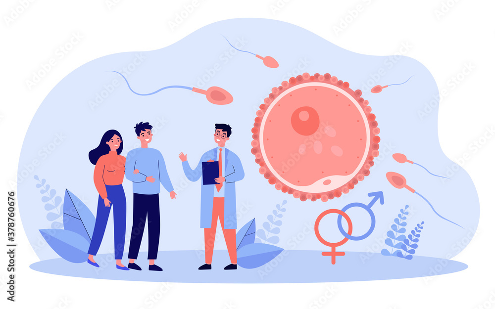 Human reproduction and family planning concept. Young couple consulting ...