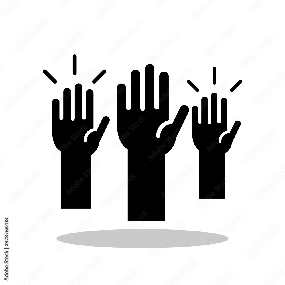 Human hands raised in air icon in trendy flat style. Voting symbol for ...