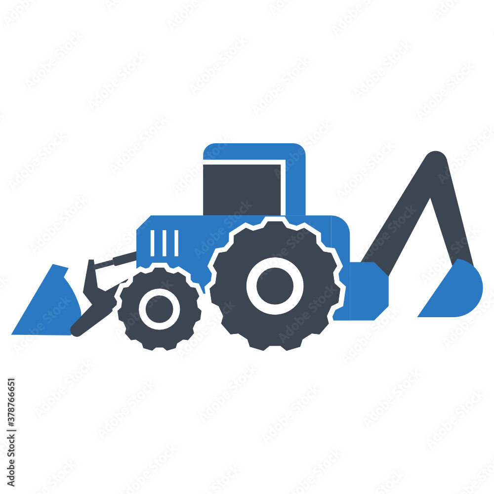 Tractor digger Backfiller construction Truck Concept Vector Icon Design ...