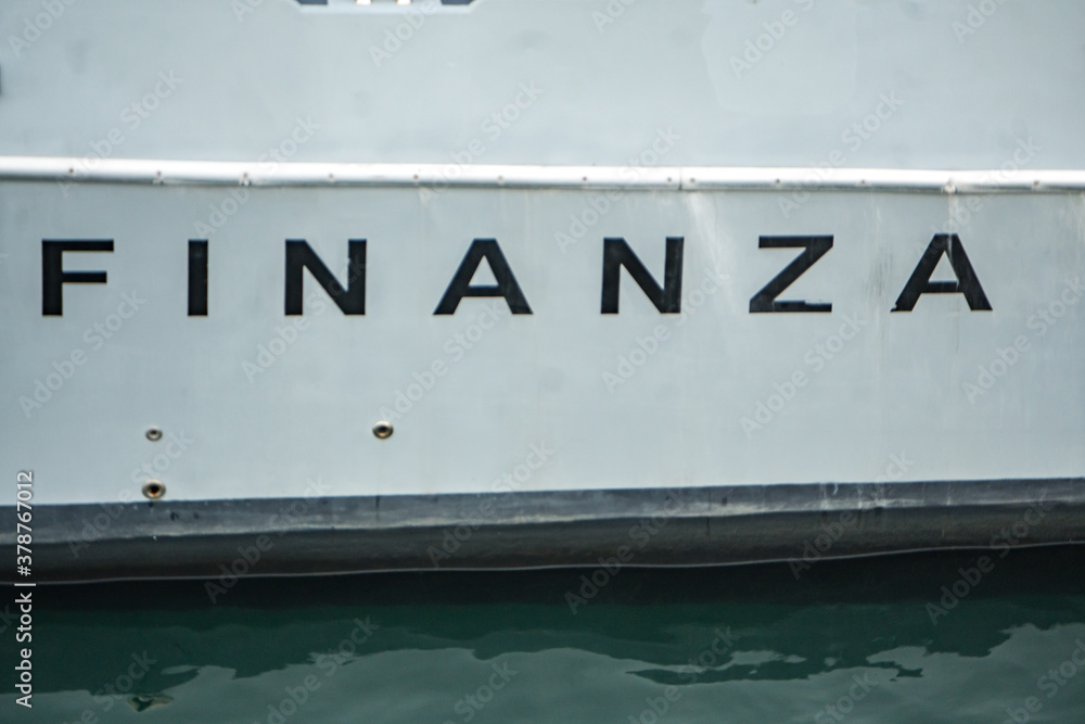 Formia, Italy - August 30, 2020: Italian Financial Guard signage on a ...