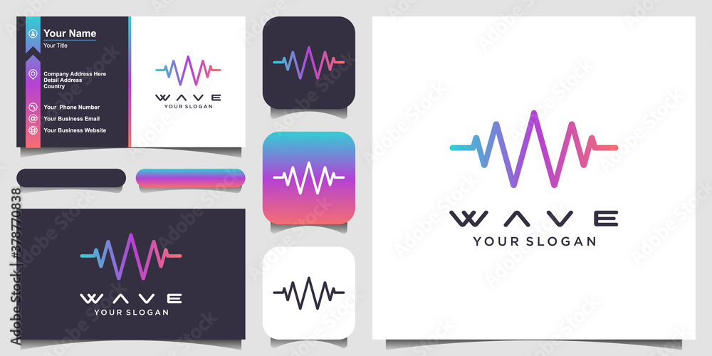 Letter w with pulse. wave element. logo template electronic music ...