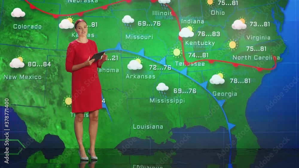 Live Weather News Studio with Professional Female On-Camera ...