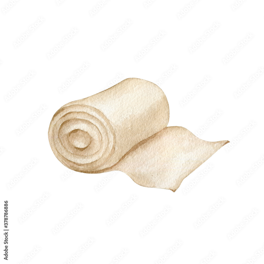 Watercolor vintage roller bandage Stock Illustration | Adobe Stock
