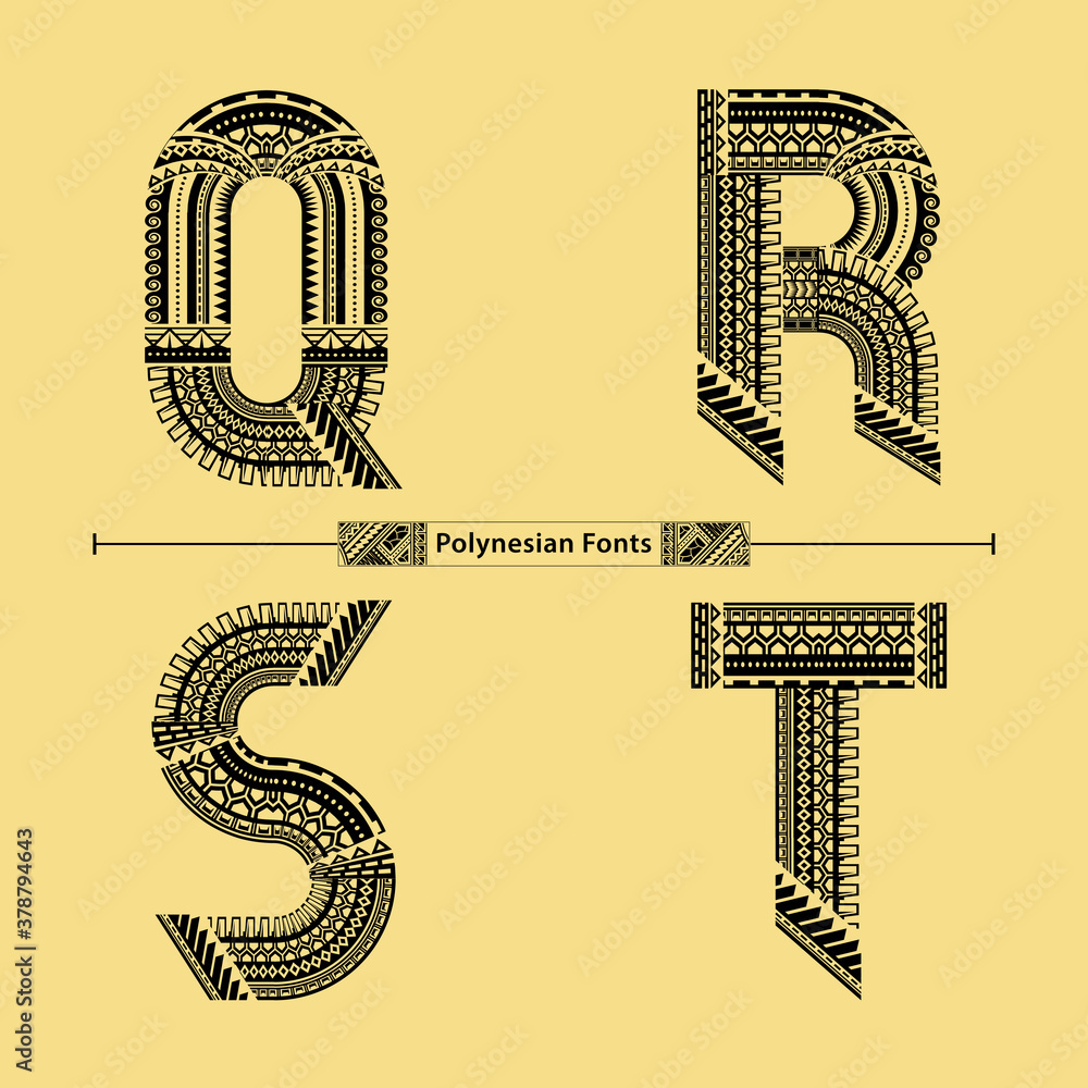 Alphabet Polynesian style in a set QRST Stock Vector | Adobe Stock