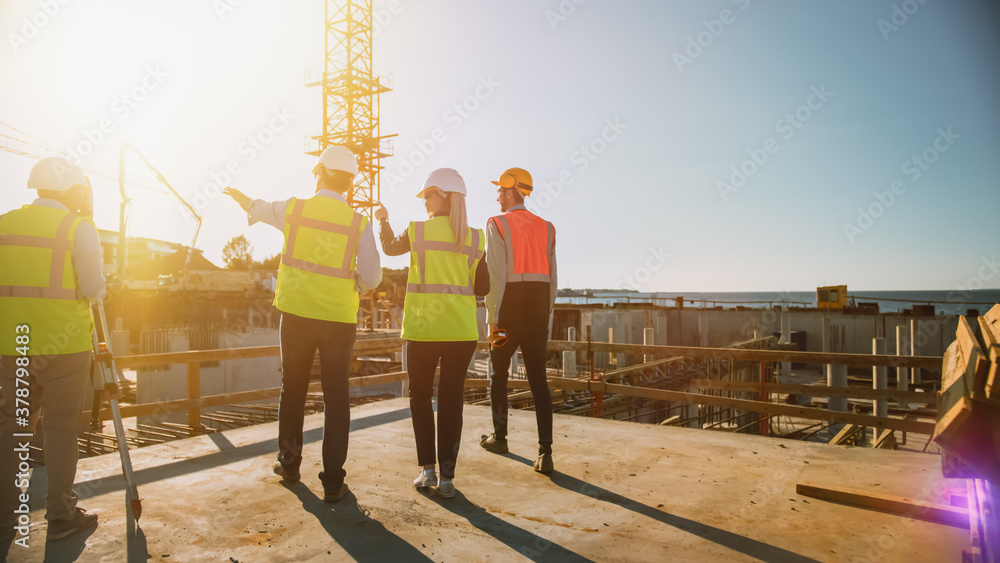 Diverse Team of Specialists Are on Construction Site. Real Estate ...