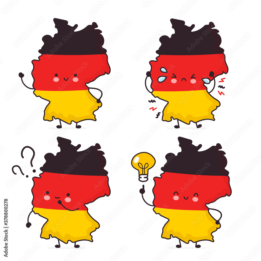 Cute happy funny Germany map and flag Stock Vector | Adobe Stock