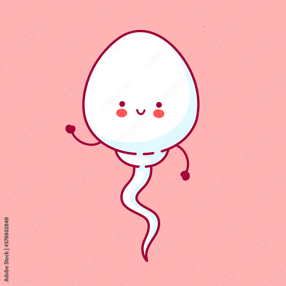 Cute happy funny sperm cell. Vector flat Stock Vector | Adobe Stock