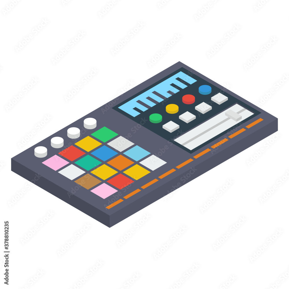 Isometric icon of audio dub mixer vector, sound controller panel Stock ...