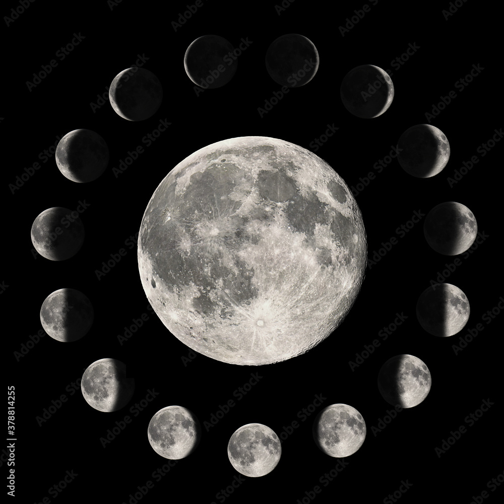 Phases of the Moon, Lunar cycle Stock Photo | Adobe Stock