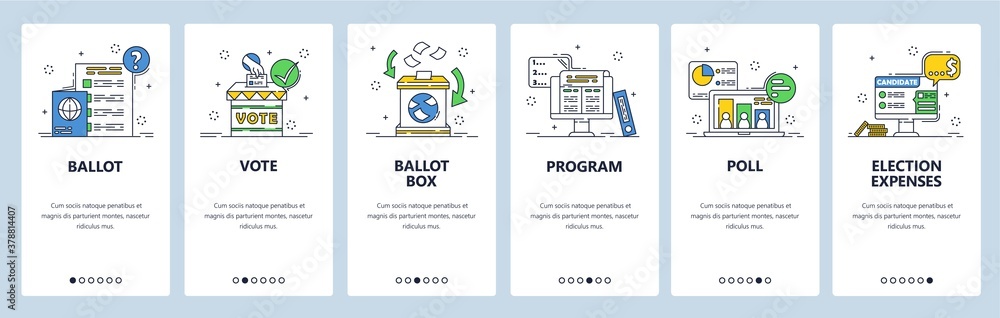 Election. Political party candidate program, poll results, expenses ...