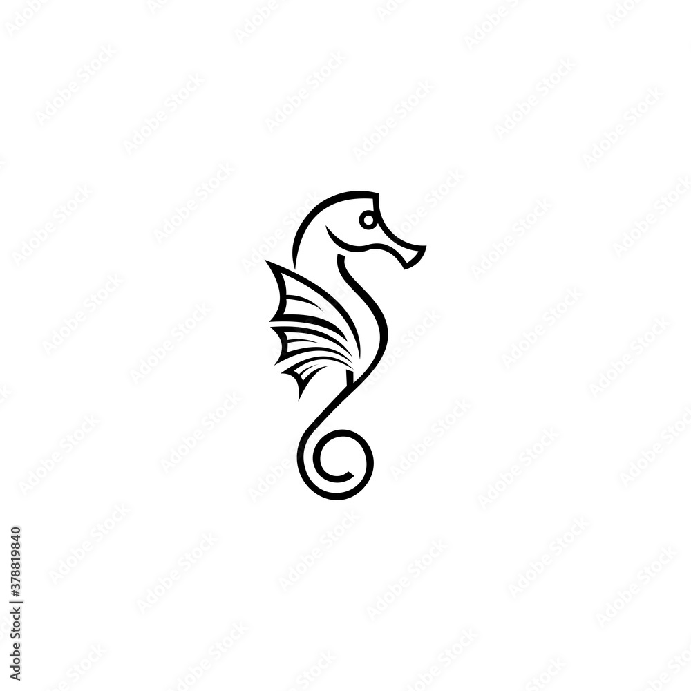 Seahorse graphic icon. Seahorse black sign isolated on white background ...