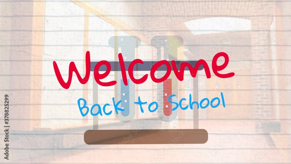 Welcome back to school text against school corridor Stock Video | Adobe ...