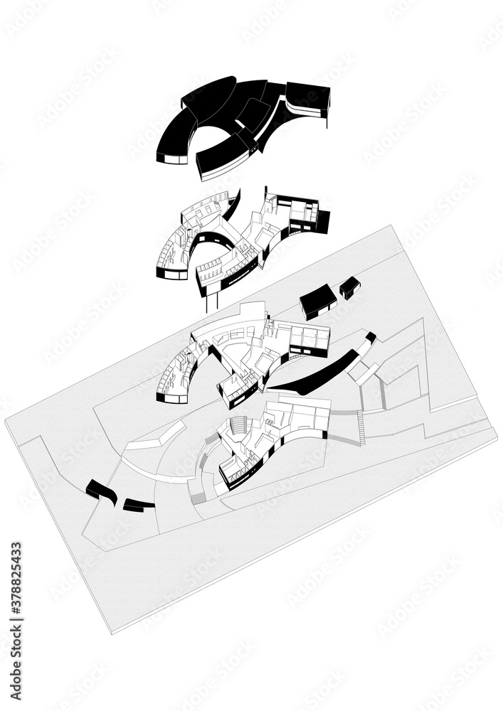 Exploded Axonometric Stock Illustration | Adobe Stock