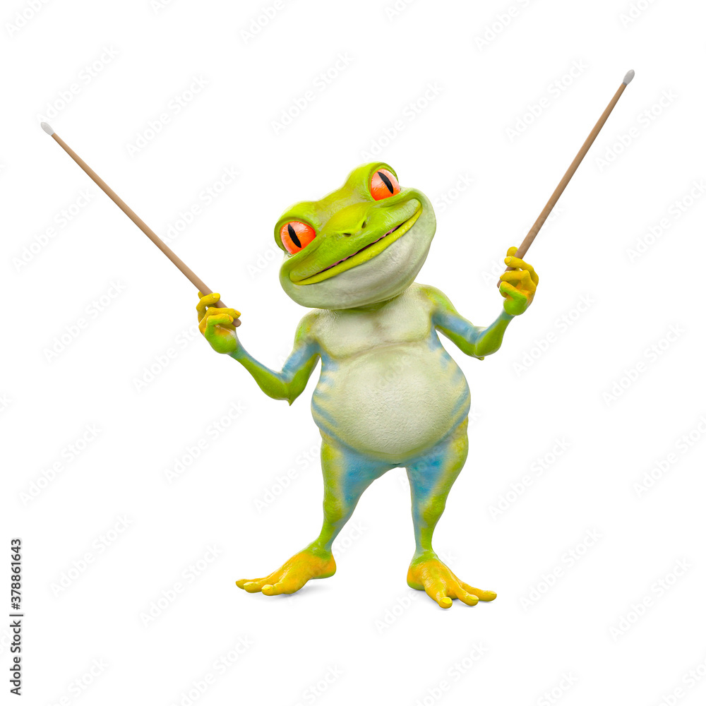 little frog cartoon is the conductor Stock Illustration | Adobe Stock