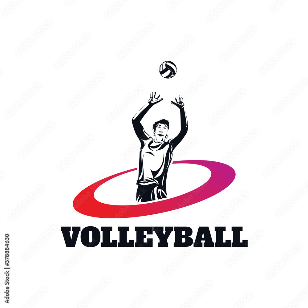 Volleyball Player Logo Template Design Vector Stock Vector | Adobe Stock