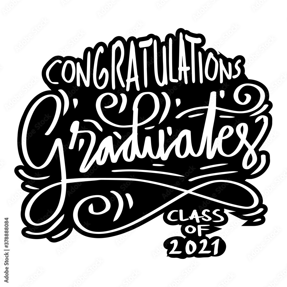 Congratulations Graduates Class Of 2021 Vector Logo Stock Vector