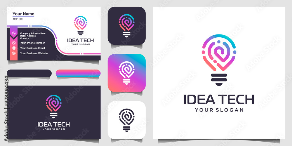 Smart bulb tech logo icon and business card design . Bulb Logo Design ...