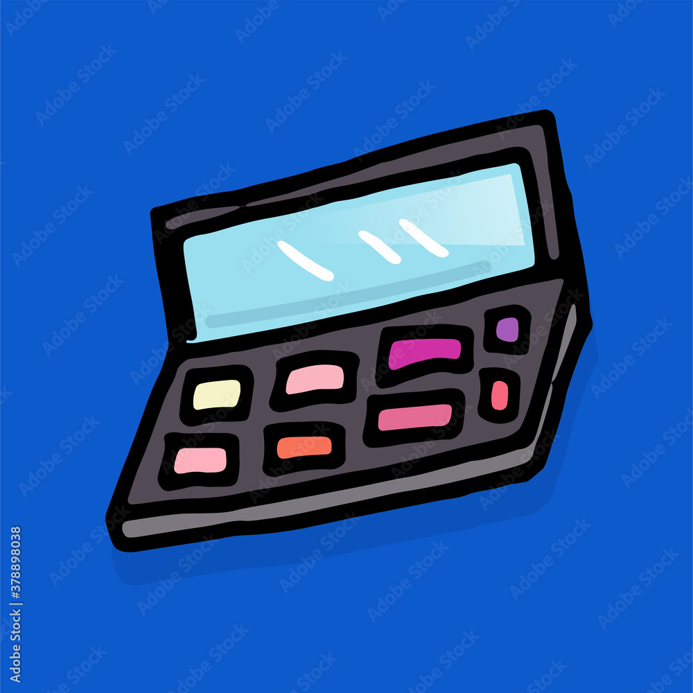 Vector illustration of eyeshadow palette isolated on blue background ...