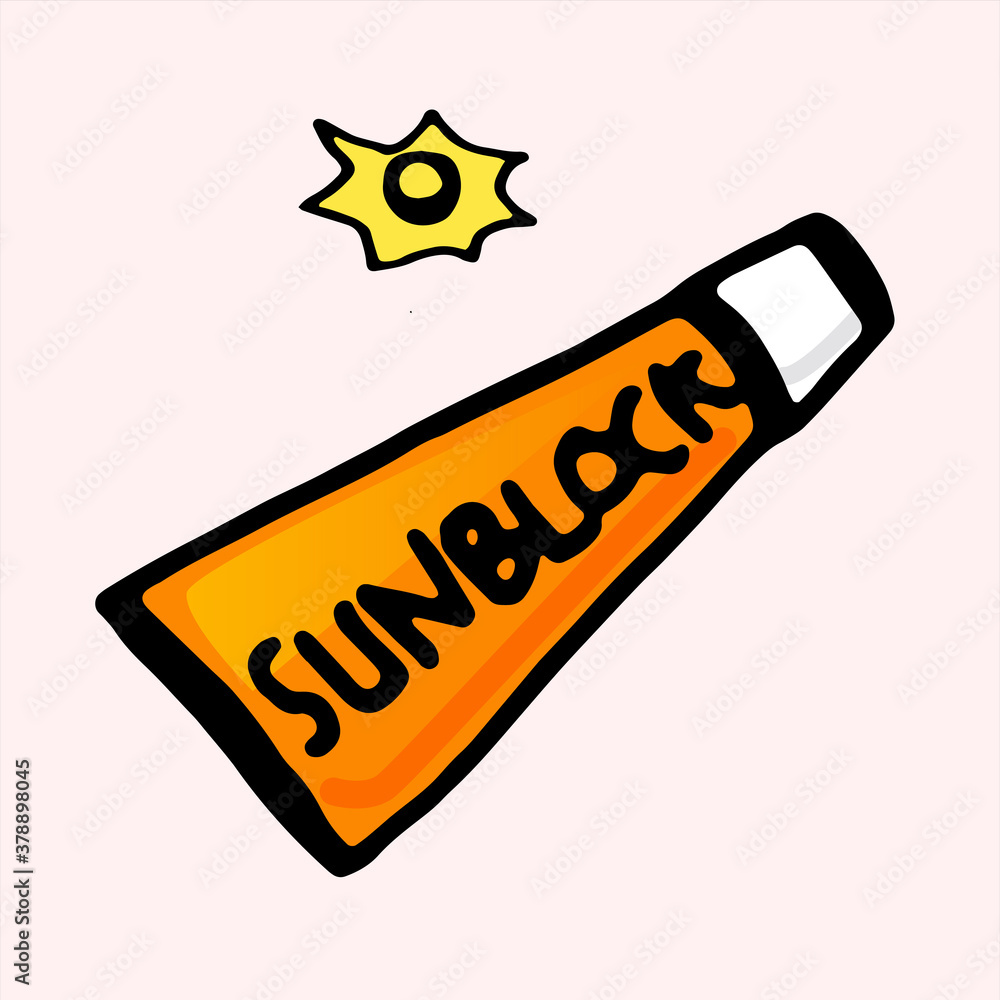 vector illustration of sunblock bottle. hand drawn vector. cartoon ...