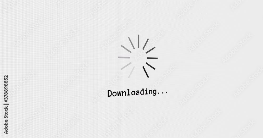 Downloading progress bar circle computer screen animation loop isolated on white background with ...