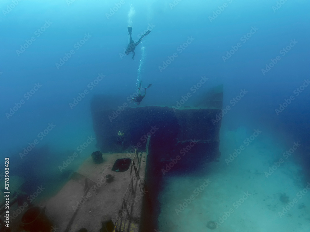 The wreck of the Um El Faroud off the coast of Malta Stock Photo ...
