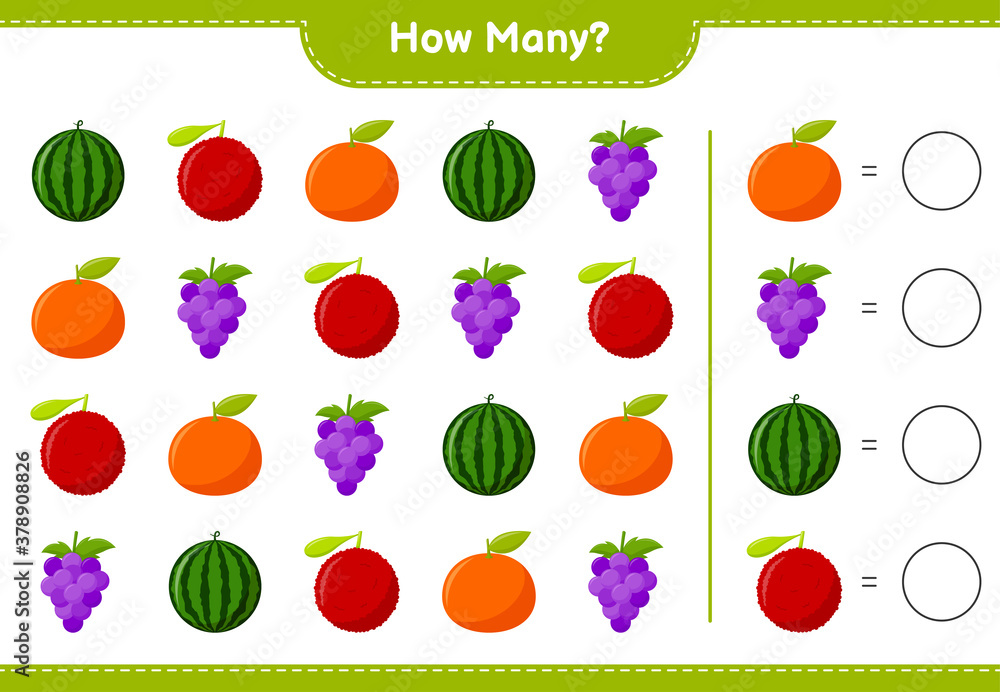 Counting game, how many fruits educational children game, printable ...
