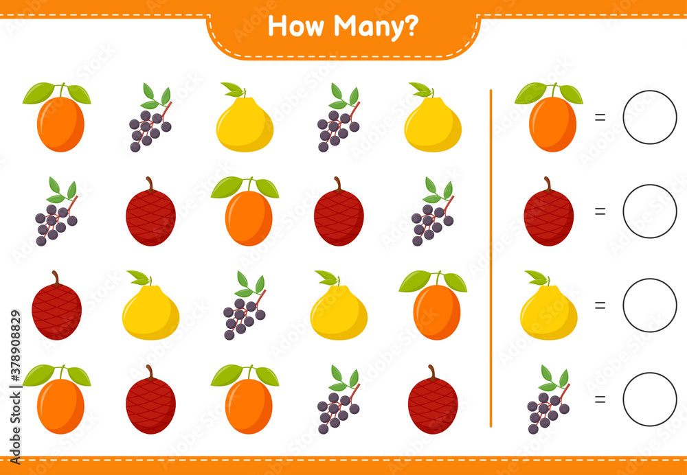 Counting game, how many fruits educational children game, printable ...