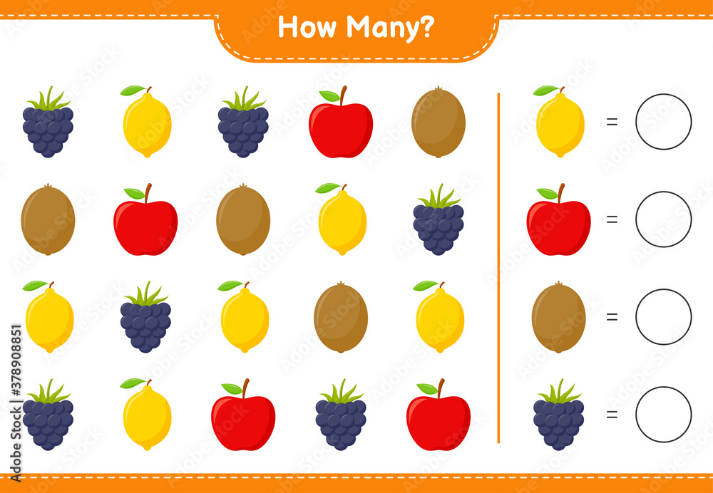 Counting game, how many fruits educational children game, printable ...