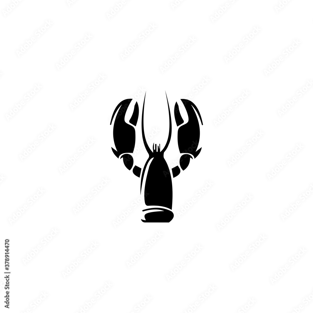 Lobster silhouette on white background,Top view, Restaurant dish ...