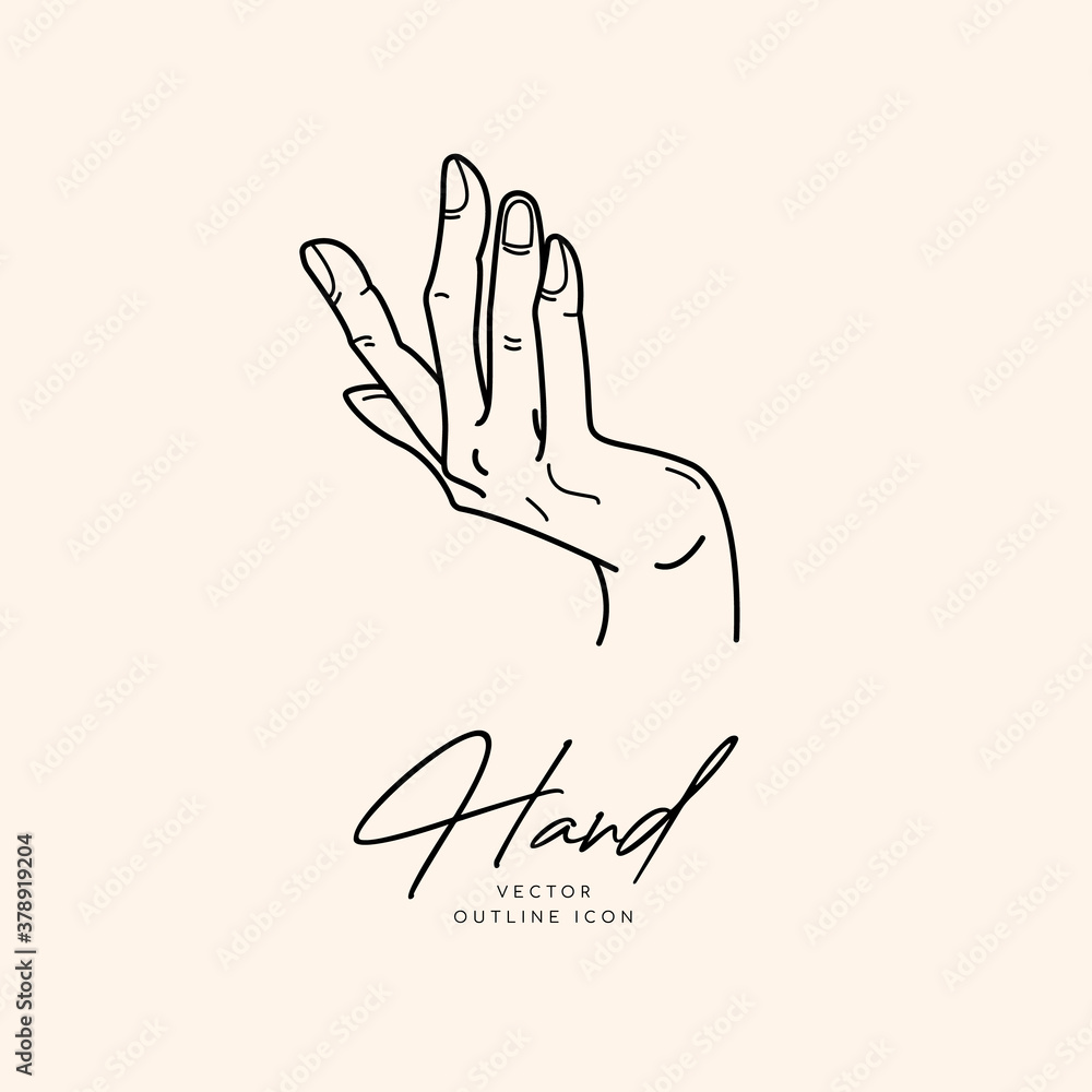 Collection of fine, hand drawn style logos and icons of hands. Fashion ...