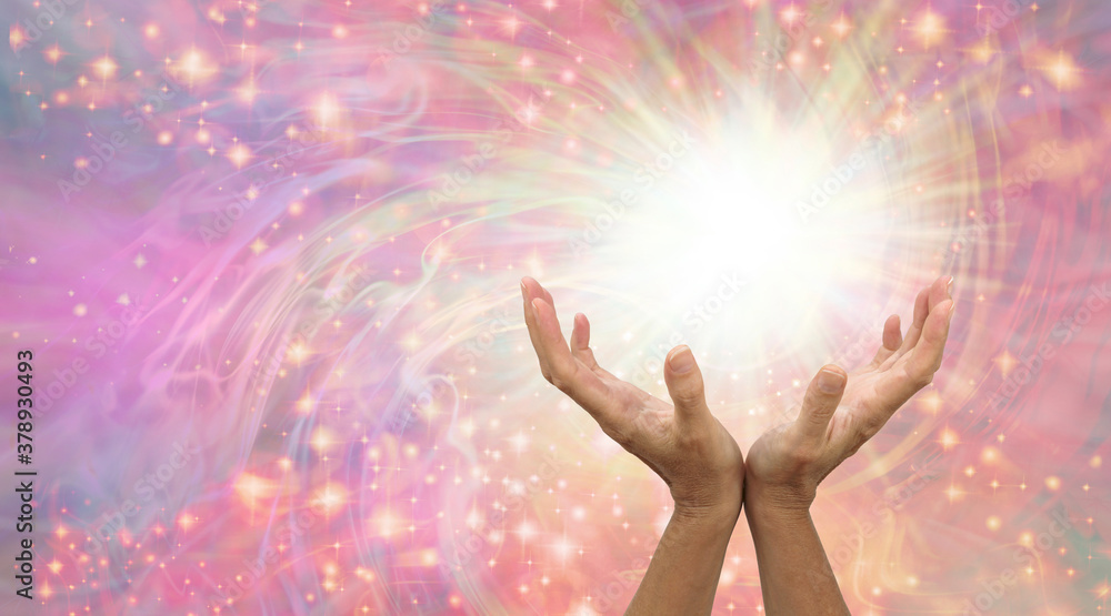 Healing is a magical experience - female hands with with white light ...