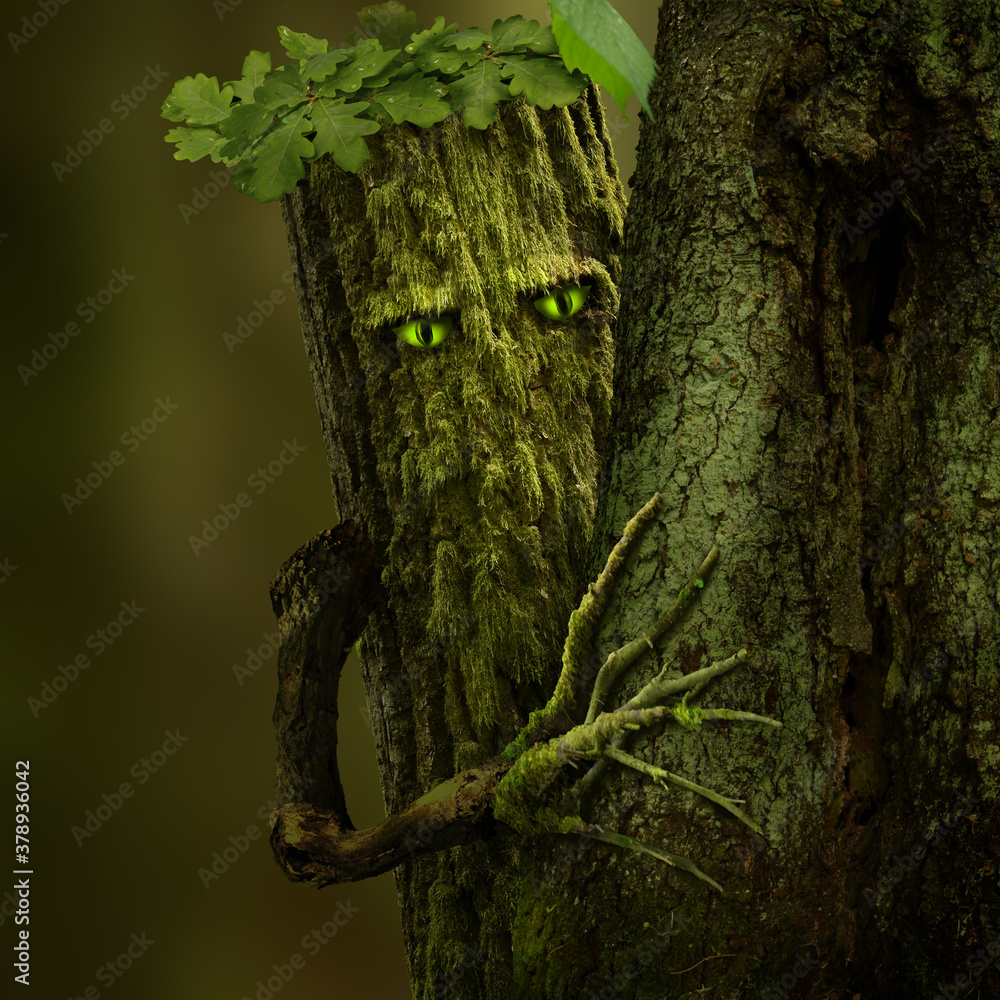 Green Man - ancient celtic folklore mythology character as a mossy tree ...