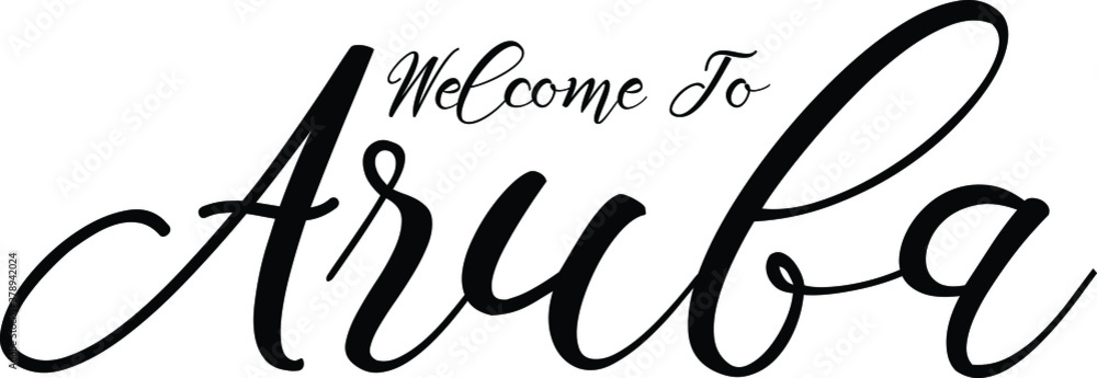 Welcome To Aruba Handwritten Font Calligraphy Black Color Text on White ...