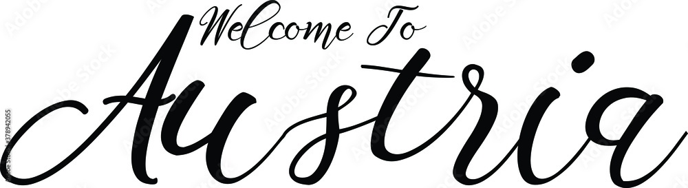 Welcome To Austria Handwritten Font Calligraphy Black Color Text on ...