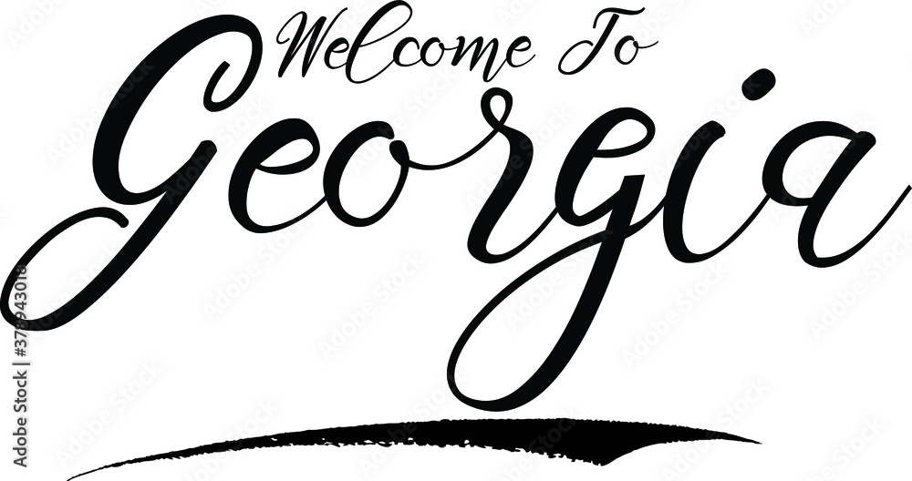 Welcome To Georgia Handwritten Font Calligraphy Black Color Text on ...