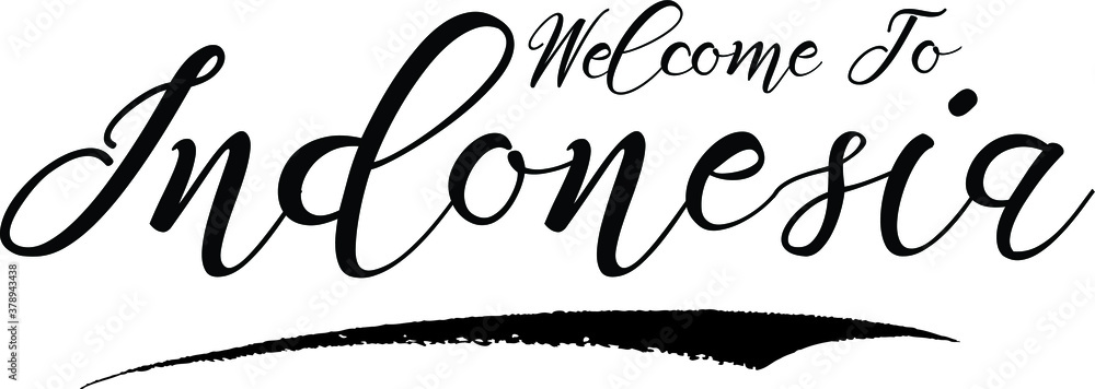 Welcome To Indonesia Handwritten Font Calligraphy Black Color Text on ...