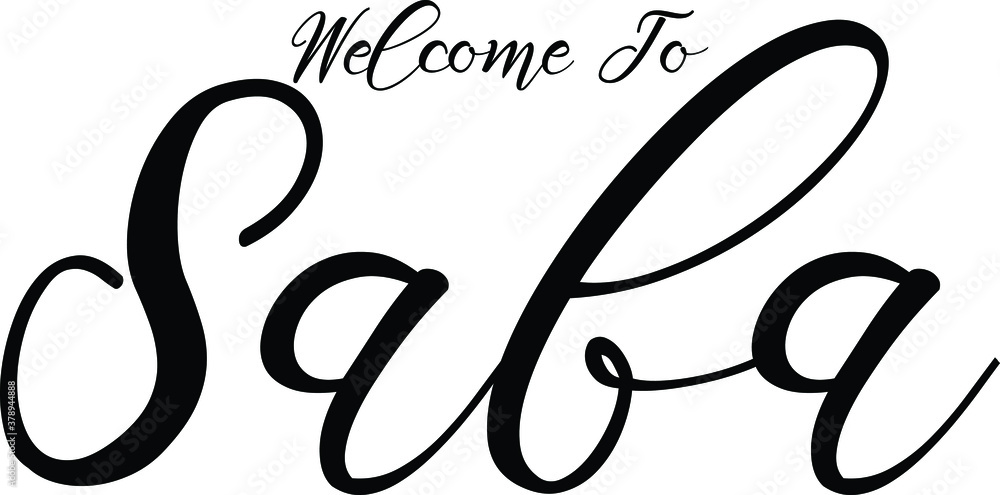 Welcome To Saba Handwritten Font Calligraphy Black Color Text on White ...