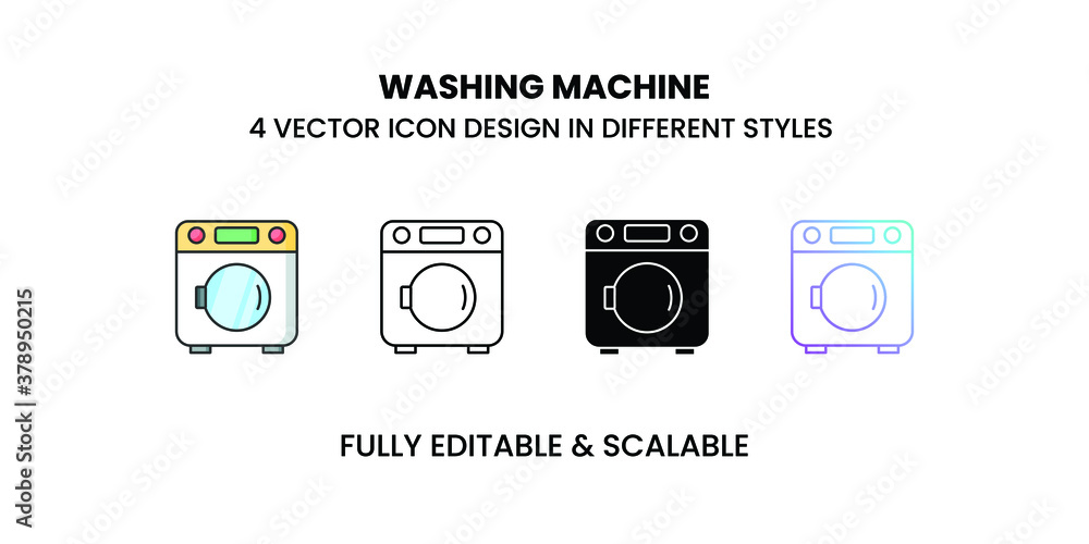 Washing machine Vector illustration icons in different style Stock ...