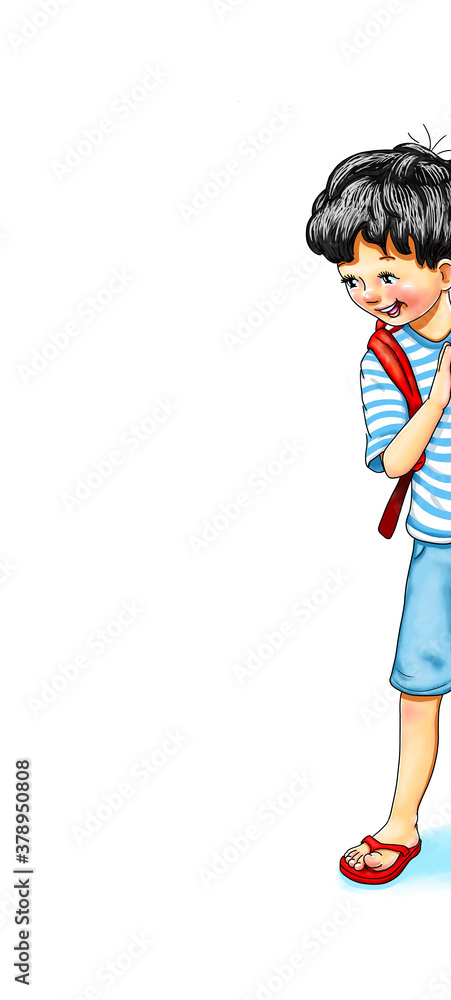 Junge schwarz haarig niedlich schaut Ecke Rand angelehnt lächeln ...