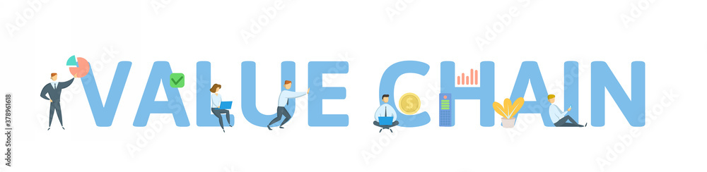 Value Chain. Concept with keywords, people and icons. Flat vector ...
