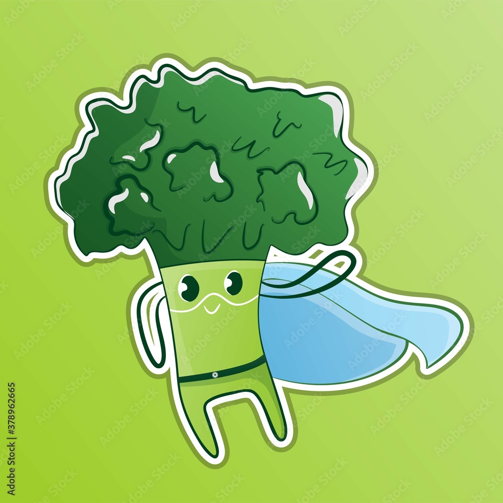 Broccoli characters vector illustration. Vintage vegetable poster ...