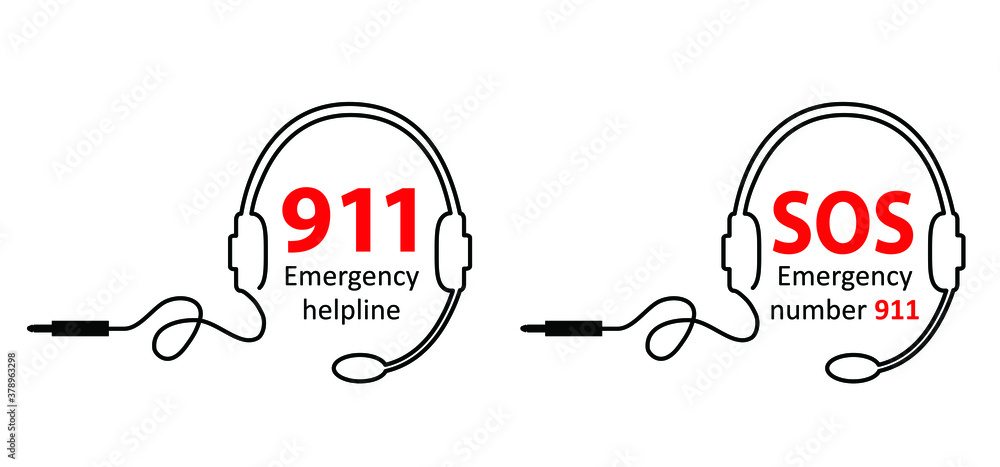 In Case Of Emergency Call 911 Helpline number Day SOS symbool Safety ...