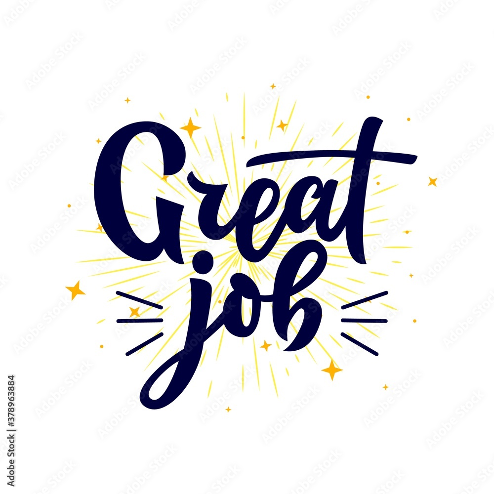 Great job Word isolated with stars. Hand calligraphy lettering. As logo ...