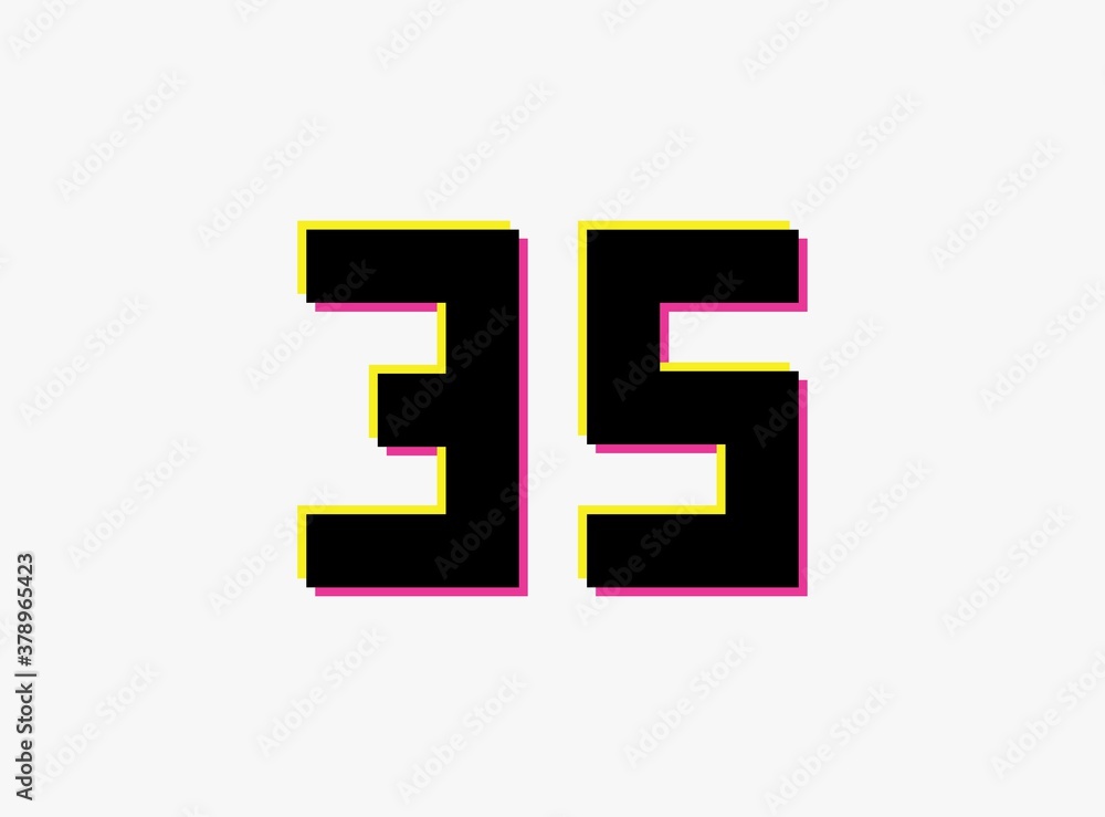 Vecteur Stock Number 35 vector desing logo. Dynamic, split-color ...